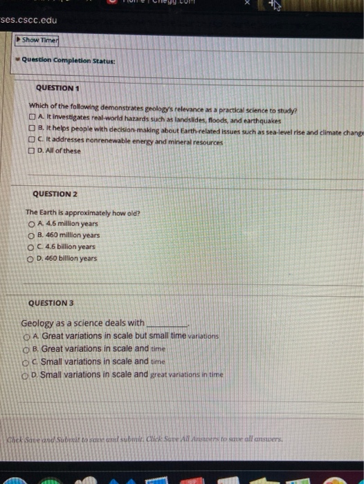 Solved "ses.cscc.edu Show Timer Question Completion Status: | Chegg.com