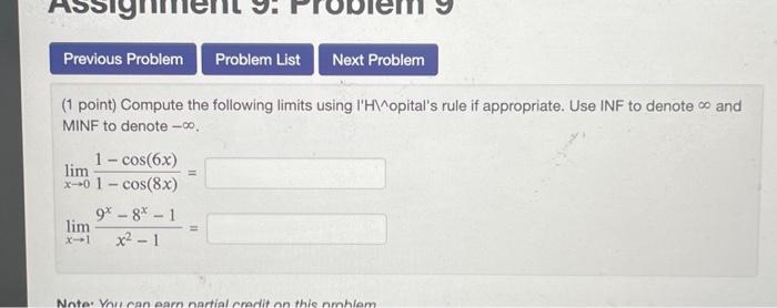 Solved Previous Problem (1 point) Compute the following | Chegg.com