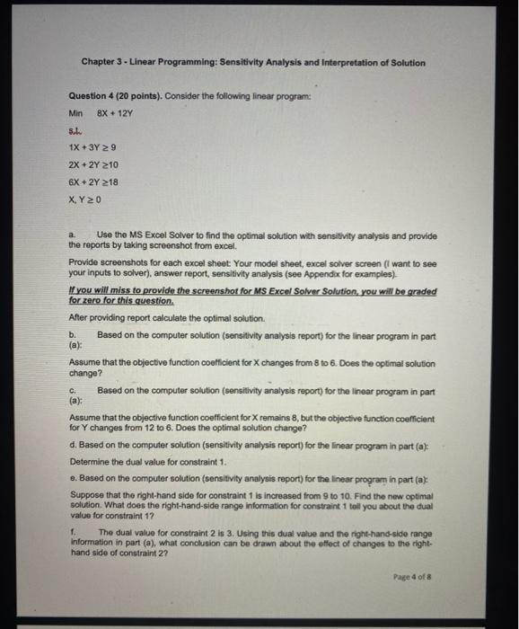 Solved Chapter 3 Linear Programming Sensitivity Analysis