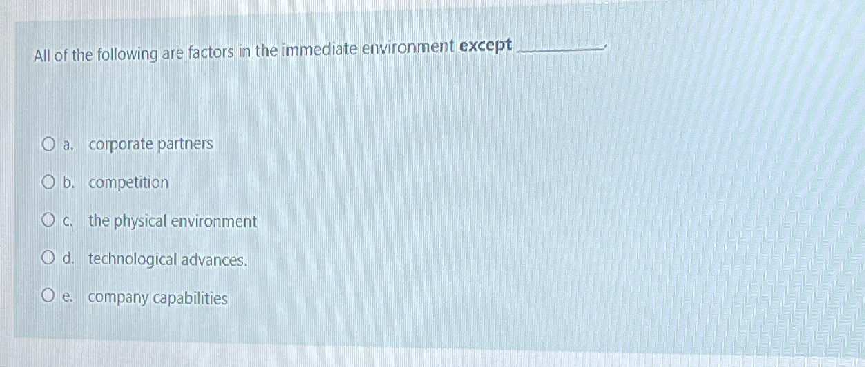 Solved All of the following are factors in the immediate | Chegg.com