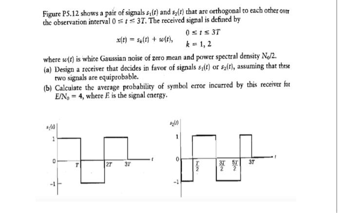 Solved Figure PS.12 shows a pair of signals s1(t) and s2(t) | Chegg.com