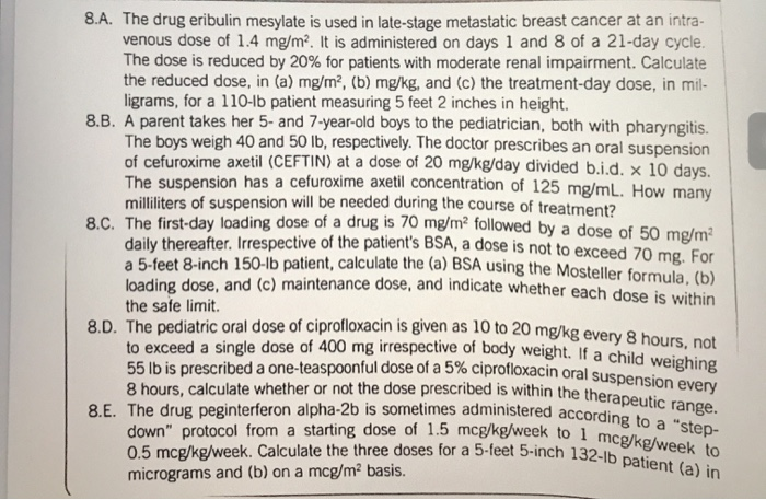0.5 mcg/kg/week. Calculate the three doses for a | Chegg.com
