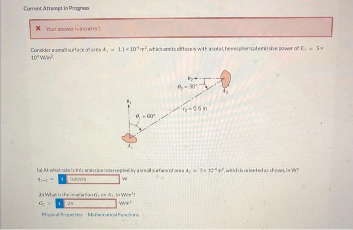 Solved Consider a small surface of area A1=1.1×10−4 m2, | Chegg.com