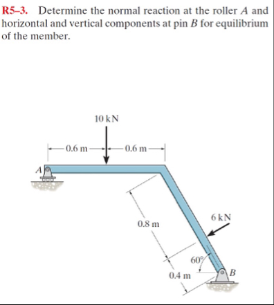 Solved R5-3. ﻿Determine the normal reaction at the roller A | Chegg.com
