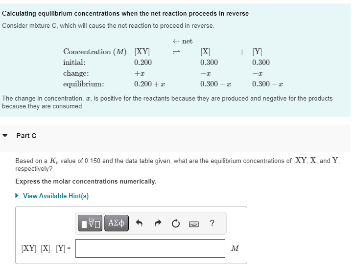 Solved Calculating equilibrium concentrations when the net | Chegg.com