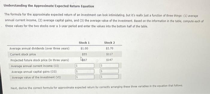 Solved Understanding the Approximate Expected Return | Chegg.com