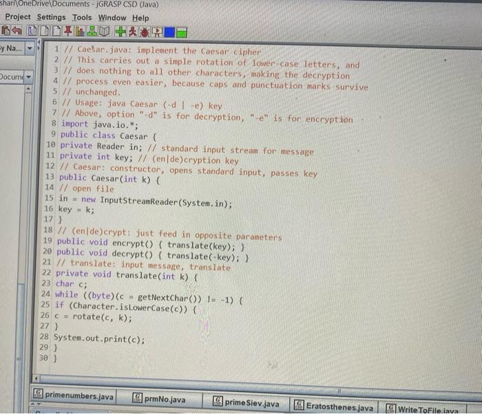 Solved jGRASP exec: javac - g Caesar.java char ch=A˚A˚; | Chegg.com