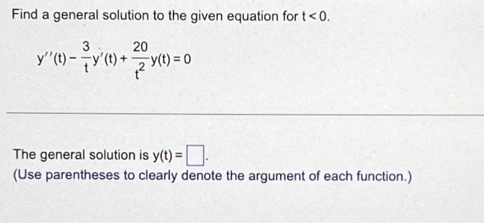 Solved Find a general solution to the given equation for | Chegg.com