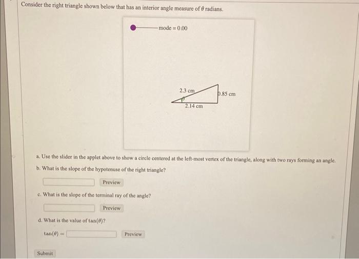 Solved Consider the right triangle shown below that has an | Chegg.com
