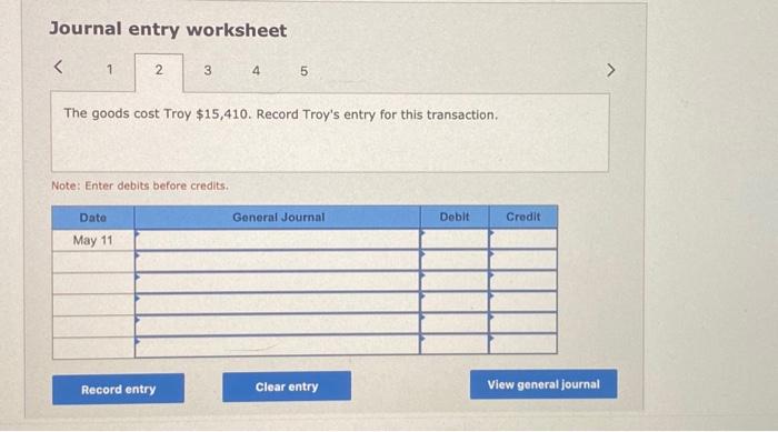 Solved Journal entry worksheet The returned goods had cost | Chegg.com
