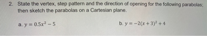 Solved 2. State the vertex, step pattern and the direction | Chegg.com