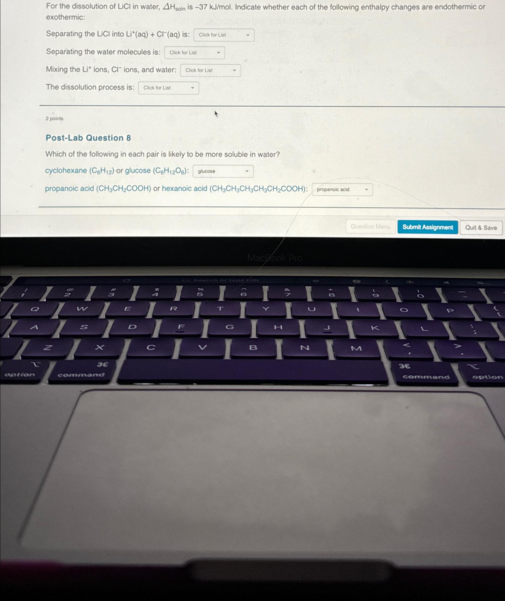 Solved For the dissolution of LiCl in water, \\\\Delta | Chegg.com