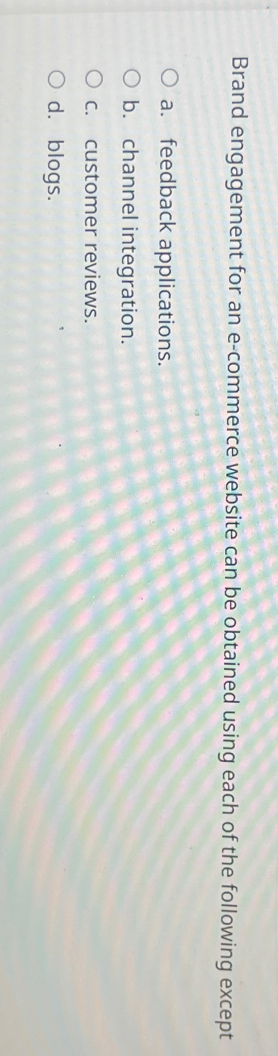 Solved Brand engagement for an e-commerce website can be | Chegg.com