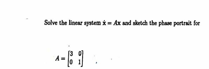 Solved Solve the linear system x˙=Ax and sketch the phase | Chegg.com