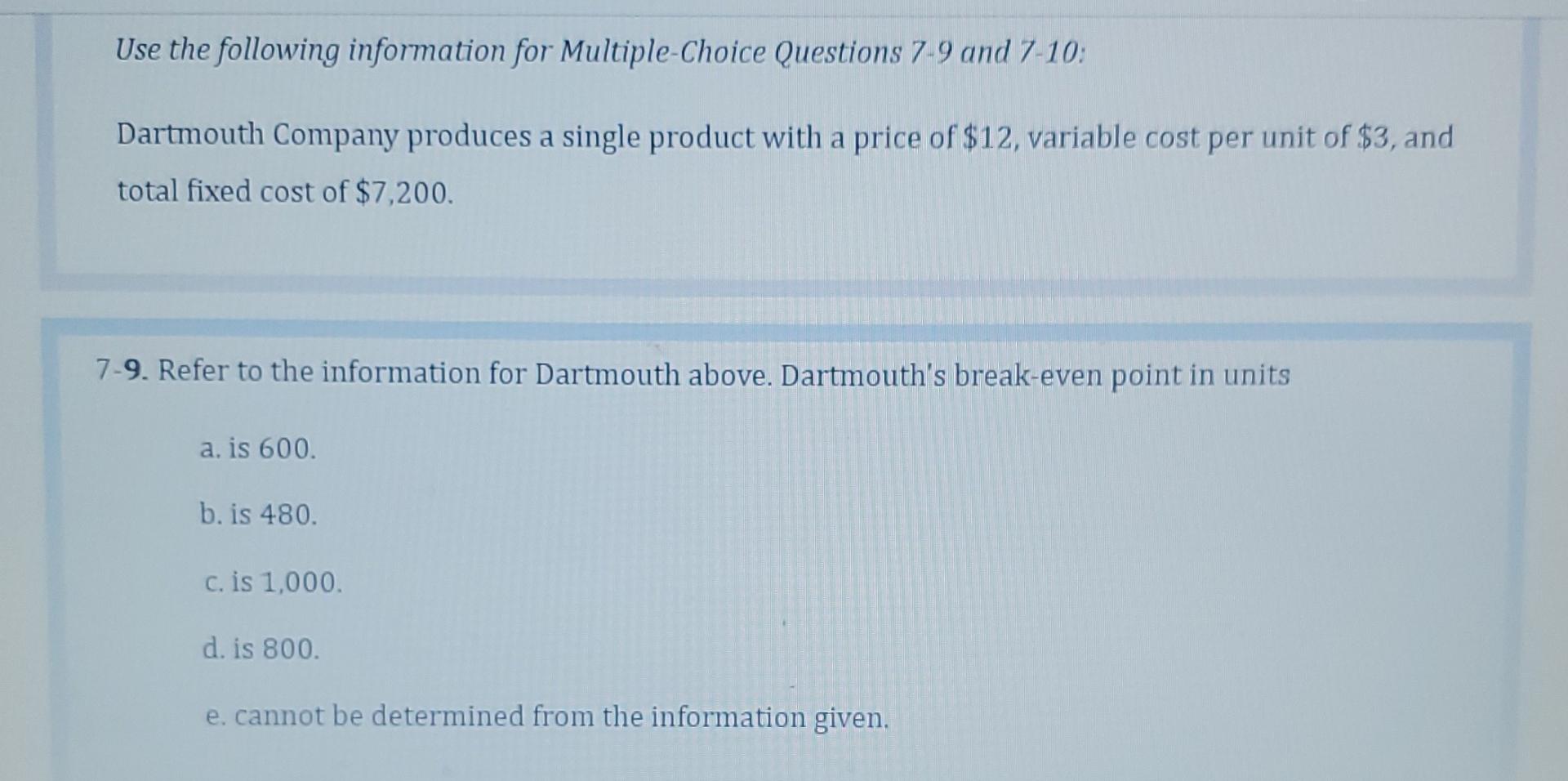 Solved Use the following information for Multiple-Choice | Chegg.com