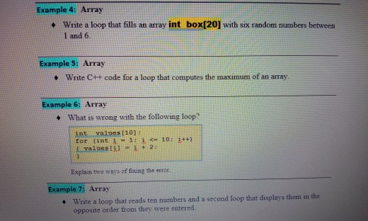 Solved Example 4 Array • Write A Loop That Fills An Array 1763