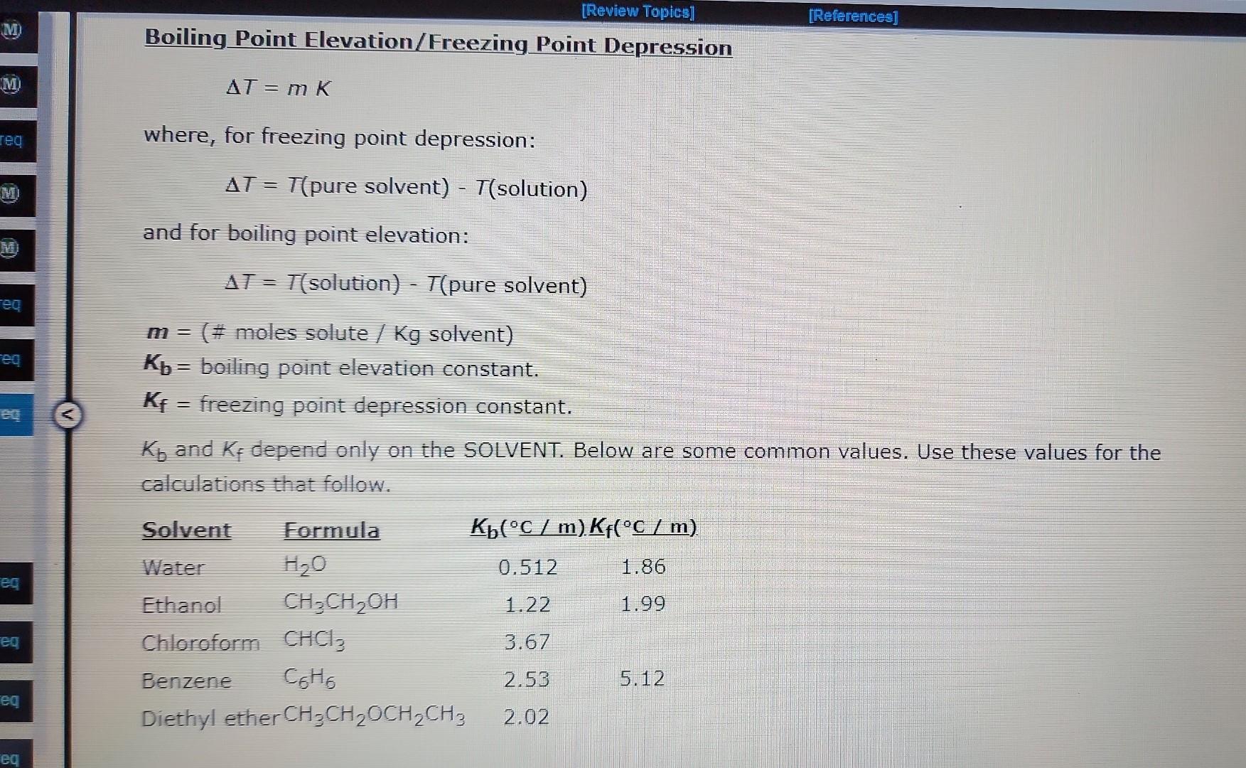 Solved Boiling Point Elevation/Freezing Point Depression | Chegg.com