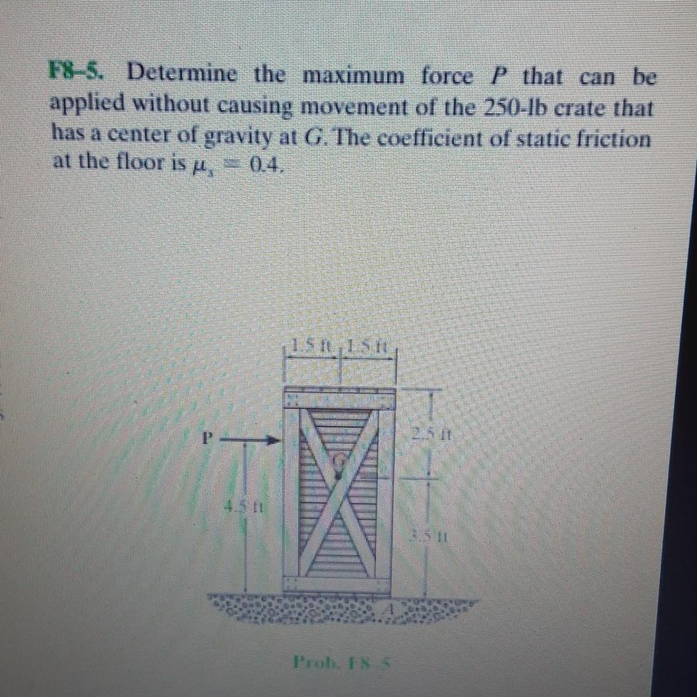 Solved F8-5. Determine the maximum force P that can be | Chegg.com