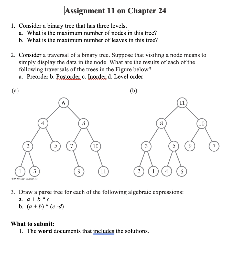 Solved |Assignment 11 ﻿on Chapter 24Consider a binary tree | Chegg.com