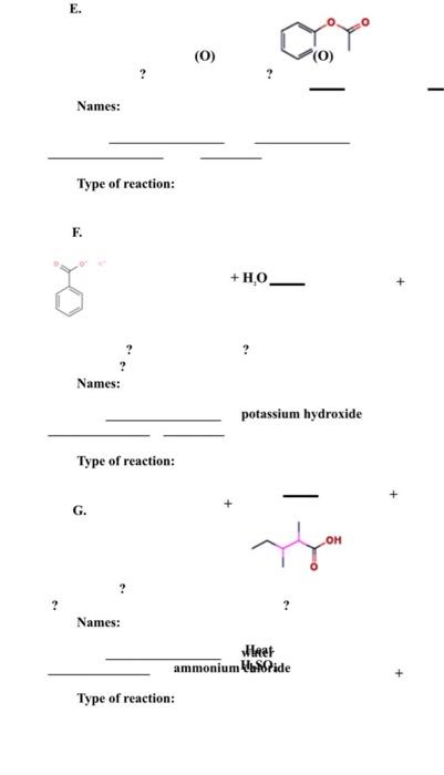 Part IV Reactions (30 pts) Fill in the missing | Chegg.com