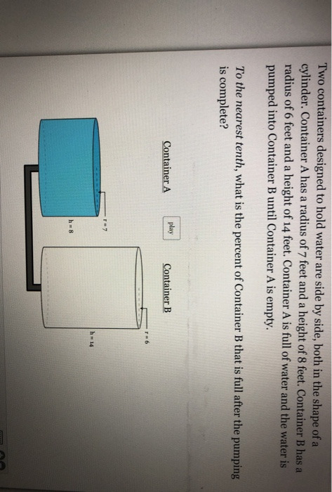 Solved Two containers designed to hold water are side by | Chegg.com