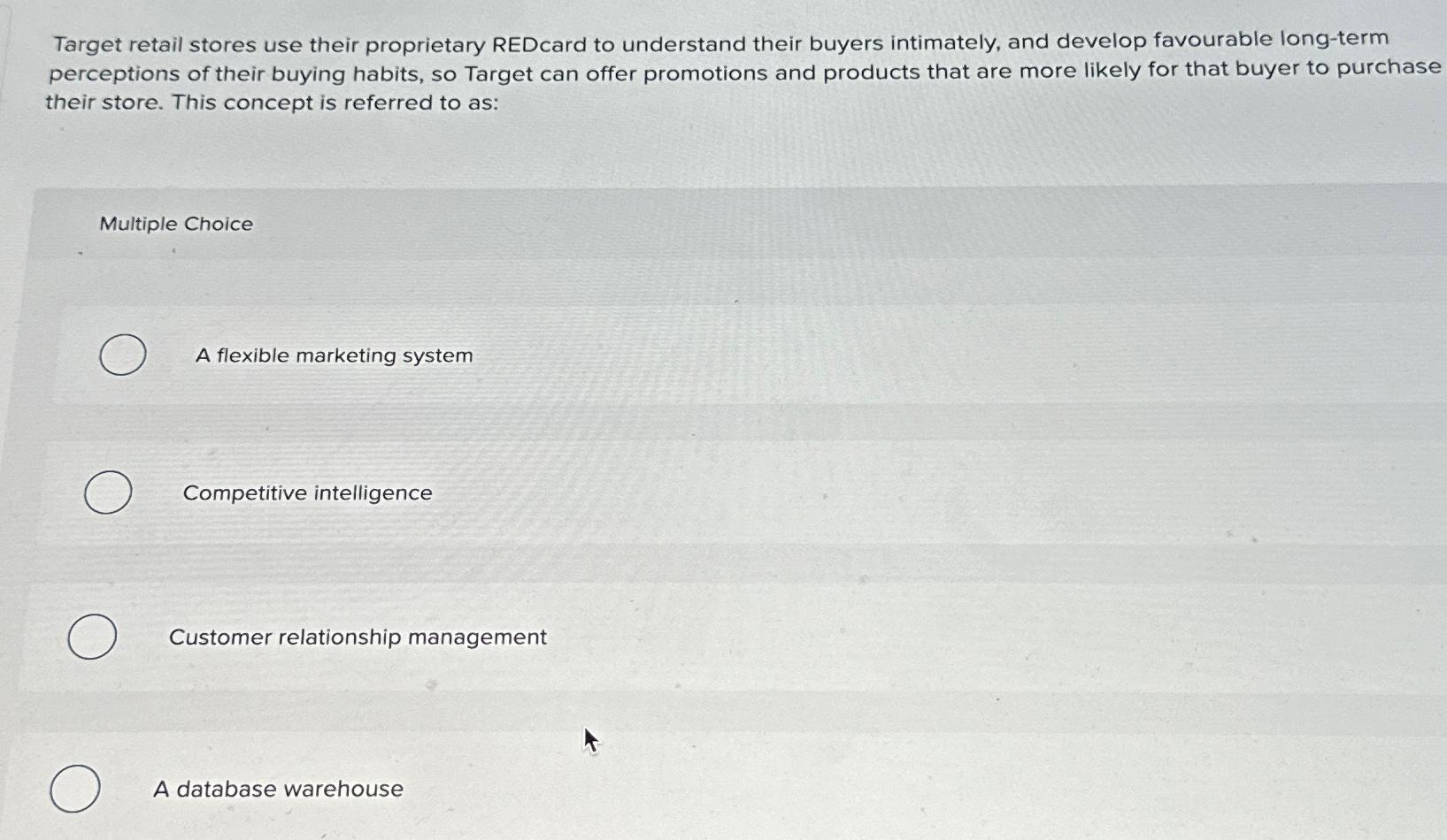 Solved Target retail stores use their proprietary REDcard to | Chegg.com
