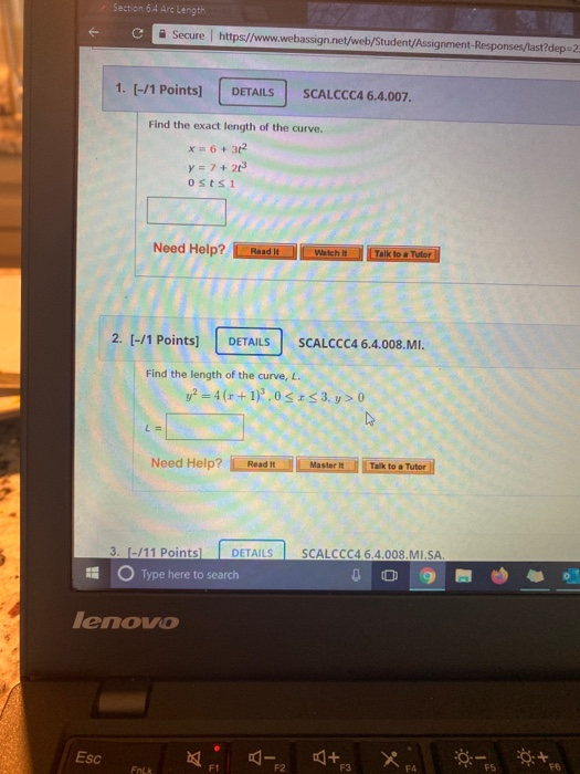 Solved Section 64 Arc Length C Secure | Chegg.com