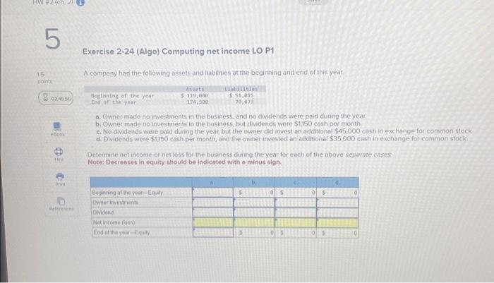 Solved Exercise 2-24 (Algo) Computing net income LO P1 A | Chegg.com