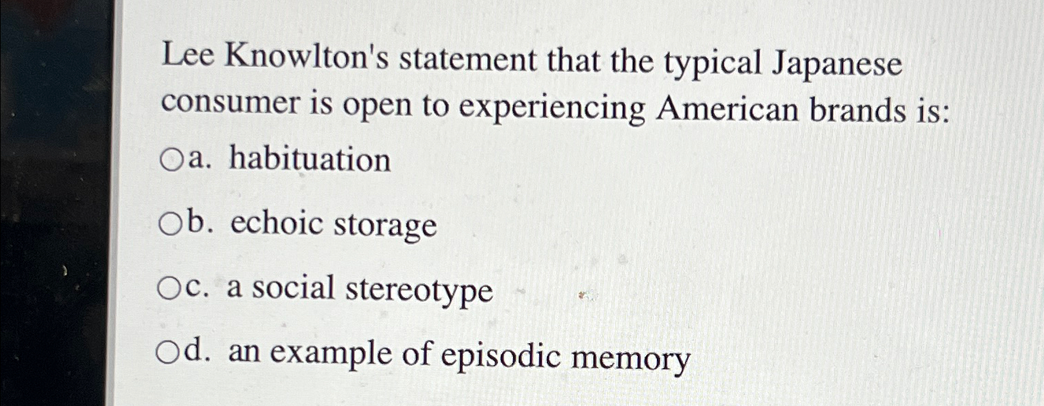 Solved Lee Knowlton's statement that the typical Japanese | Chegg.com