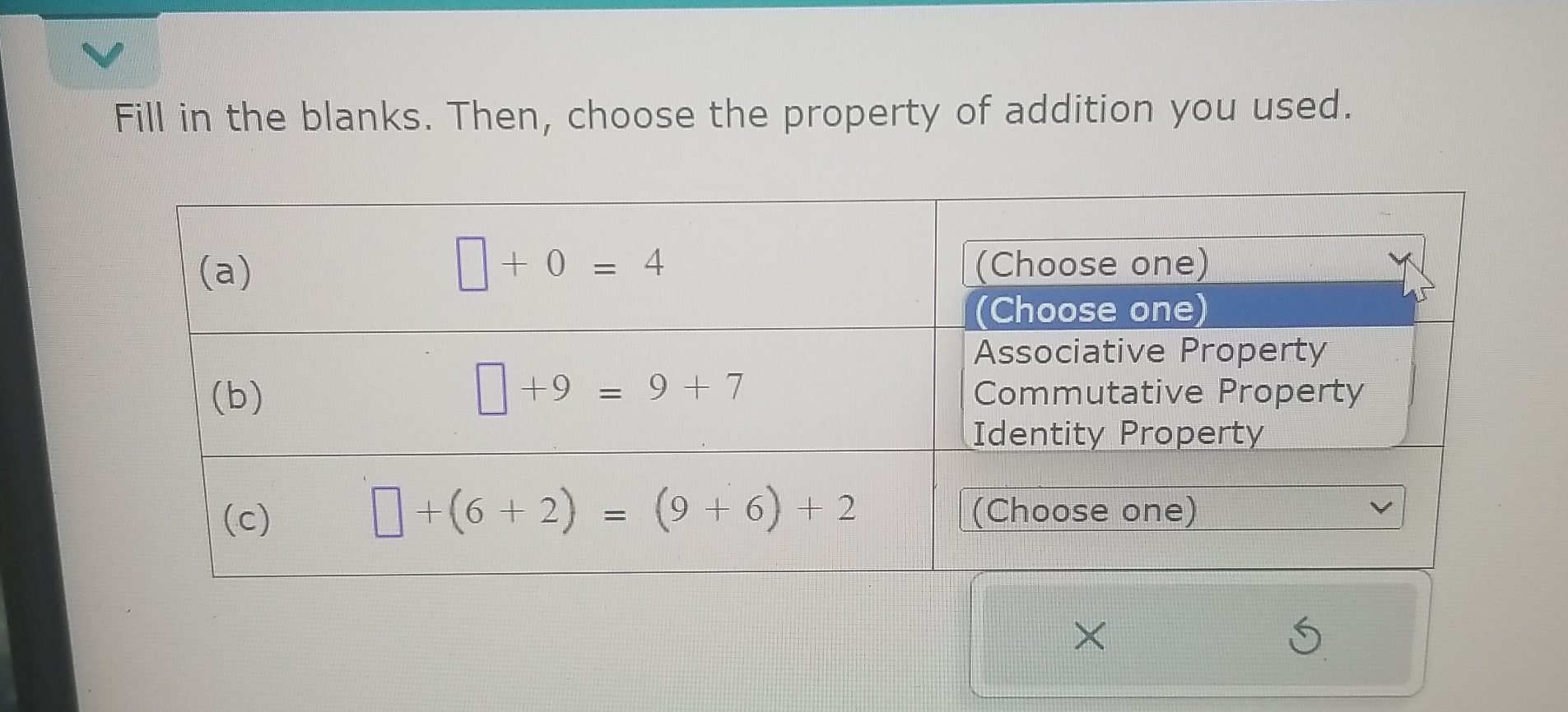 Solved Fill in the blanks. Then, choose the property of | Chegg.com