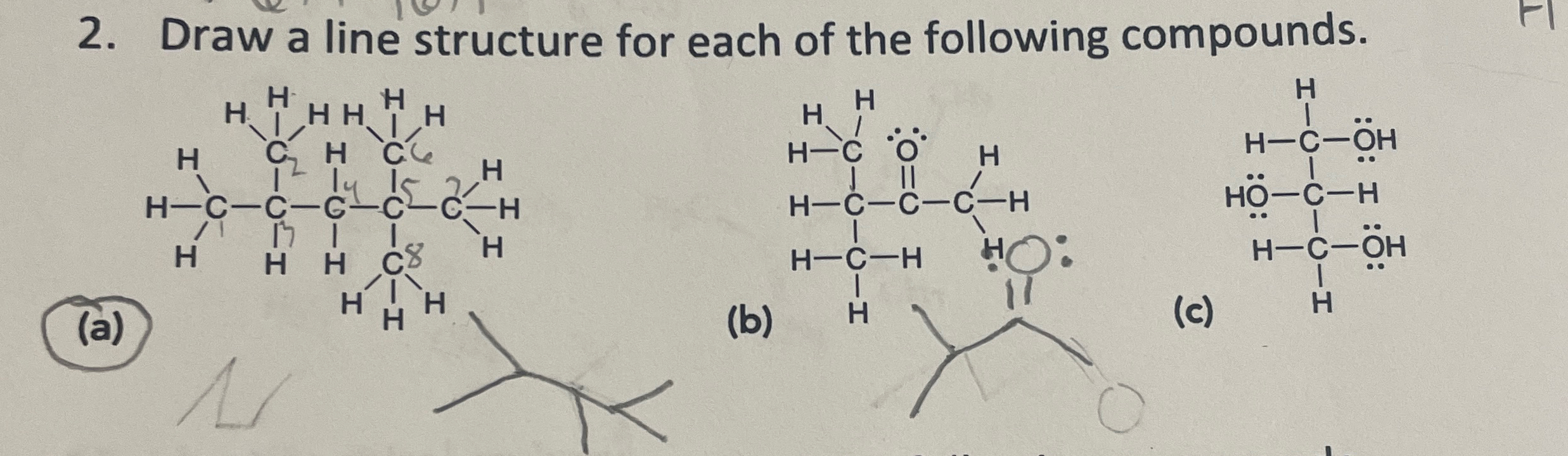 Solved Draw a line structure for each of the following | Chegg.com