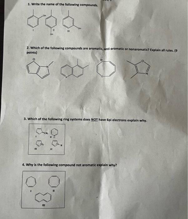 Solved 1. Write the name of the following compounds. 2. | Chegg.com Solved 1. Write the name of the following compounds. 2. | Chegg.com