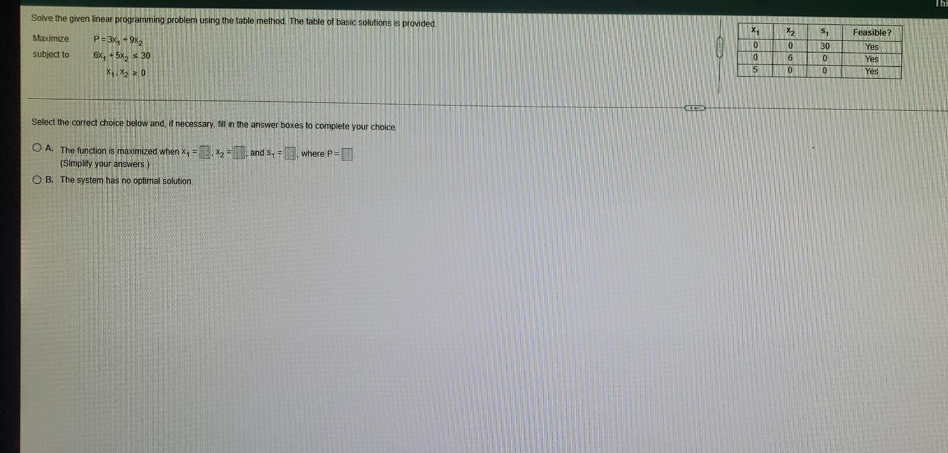 Solved Thi Solve the given linear programming problem using | Chegg.com