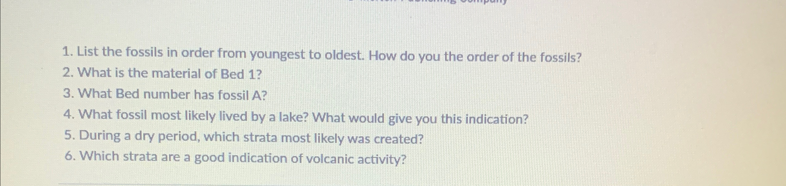 Solved List the fossils in order from youngest to oldest. | Chegg.com