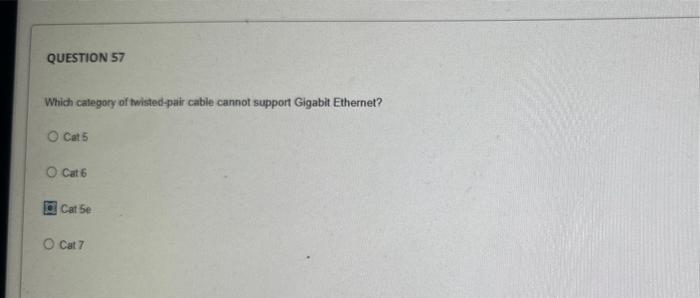 Solved Which calegory of twisted-pair cabile cannot support | Chegg.com