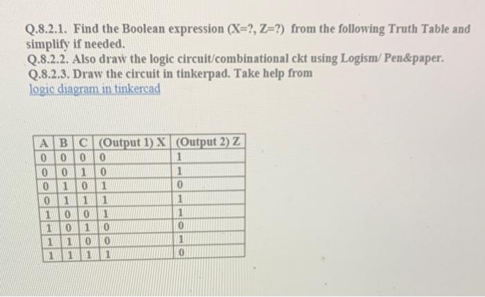 Solved Q.8.1.1. Find the Boolean expression (X= ?) from the | Chegg.com