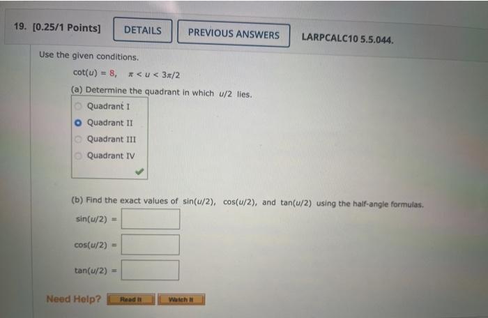 Solved 19. [0.25/1 Points] DETAILS PREVIOUS ANSWERS | Chegg.com