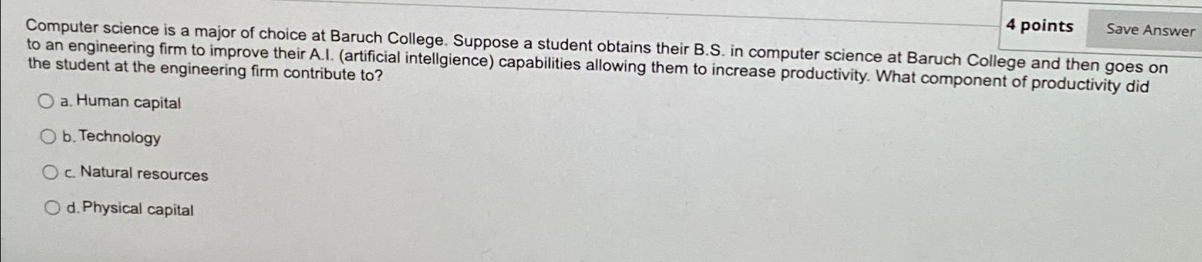 Solved Computer science is a major of choice at Baruch | Chegg.com