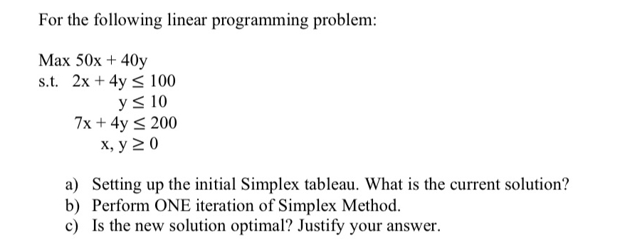 Solved For the following linear programming problem: ﻿Max | Chegg.com