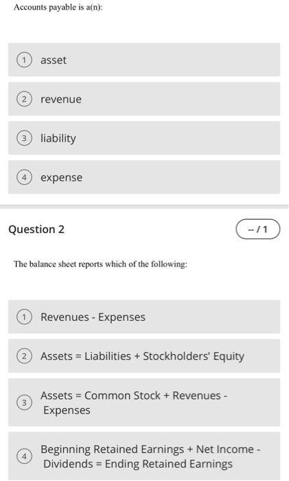 Solved Accounts payable is a(n): asset revenue liability | Chegg.com