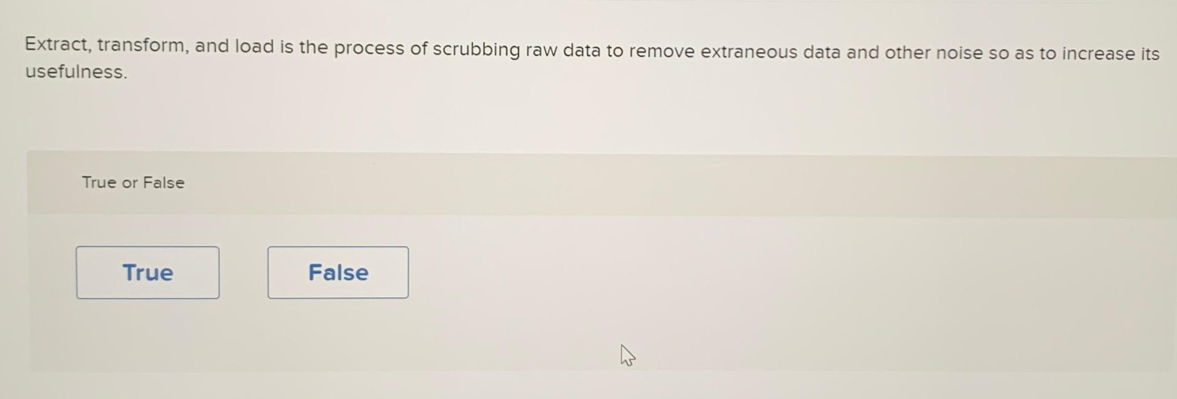 Solved Extract, transform, and load is the process of | Chegg.com
