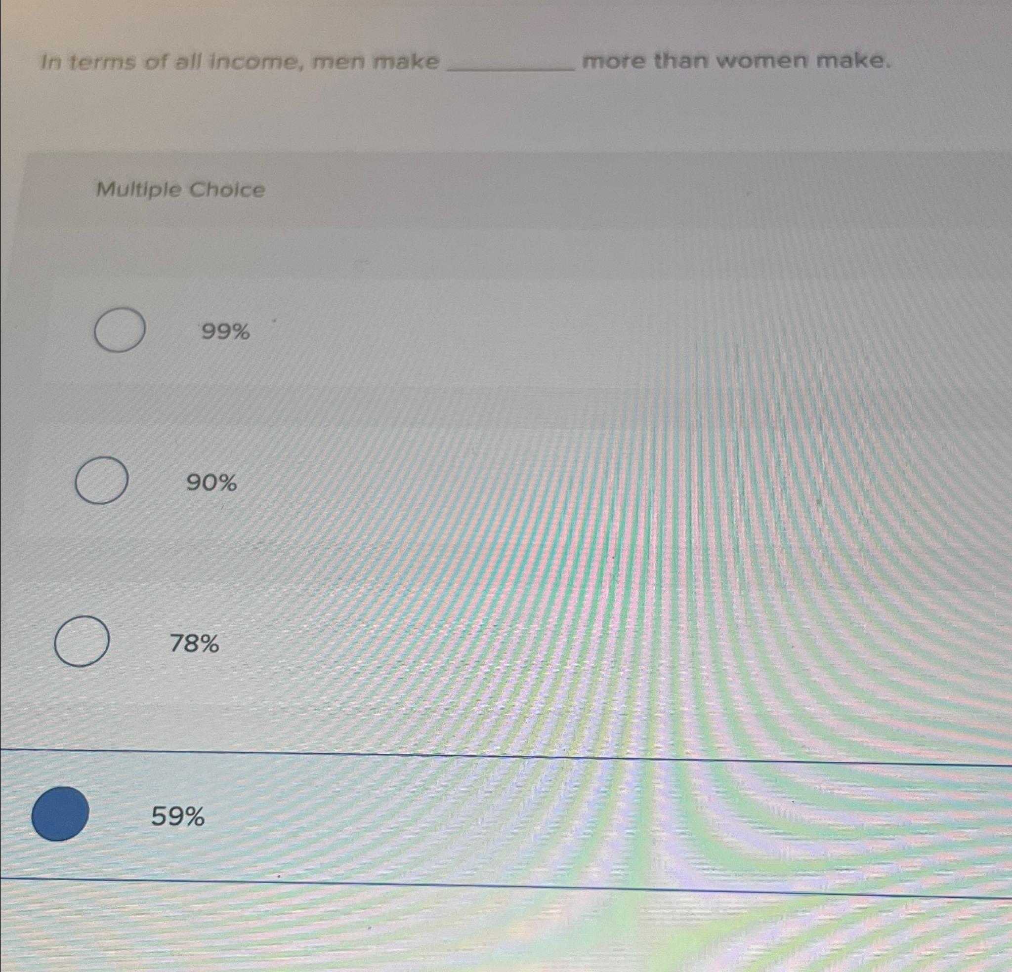 Solved In terms of all income, men make more than women | Chegg.com