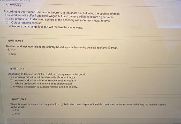 Solved According to the Stolper-Samuelson theorem, in the | Chegg.com