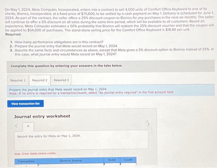 Solved On May 1, 2024, Meta Computer, Incorporated, enters | Chegg.com