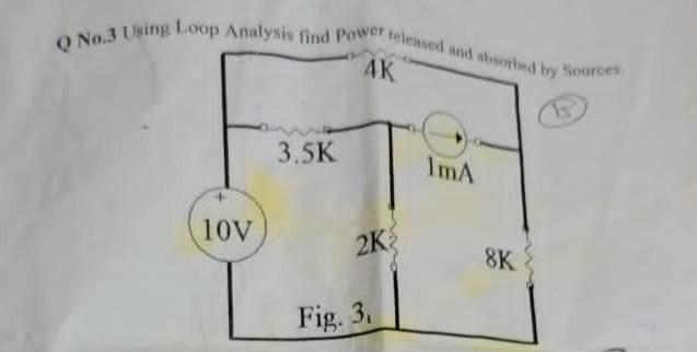 Solved Q No.3 Veing Loop Analysis find Power feleaksed aw * | Chegg.com