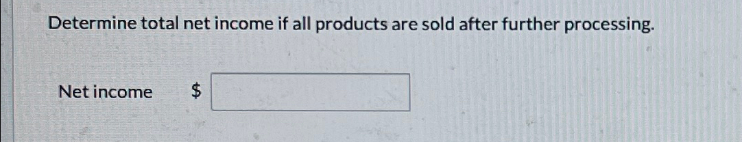 Determine total net income if all products are sold | Chegg.com