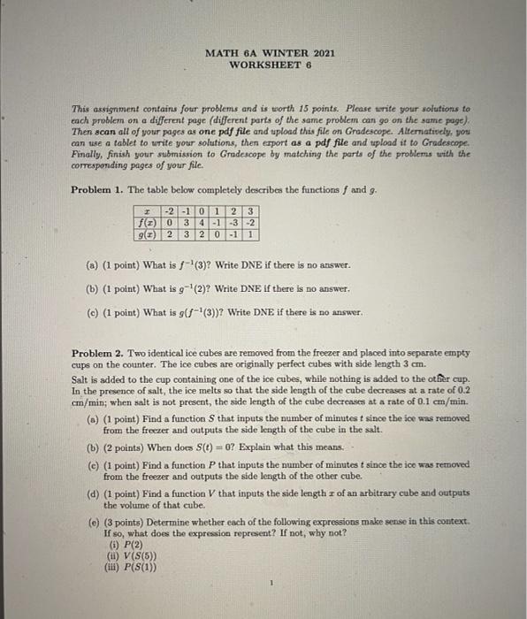 Solved MATH 6A WINTER 2021 WORKSHEET 6 This assignment | Chegg.com