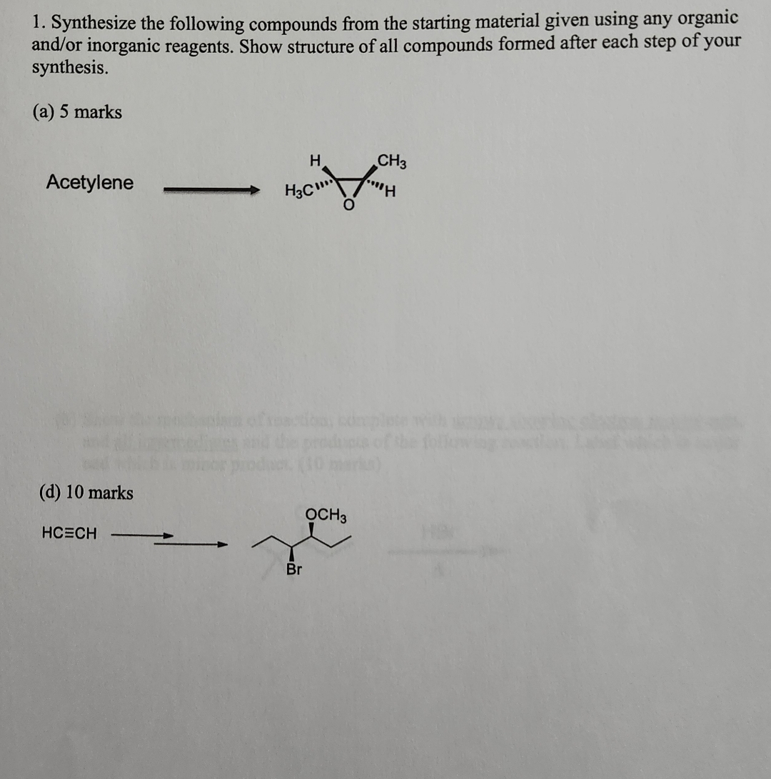 Synthesize the following compounds from the starting | Chegg.com