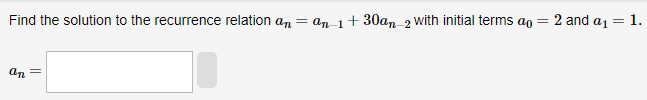 Solved Find the solution to the recurrence relation | Chegg.com