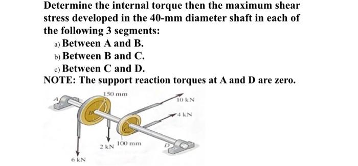 Determine the internal torque then the maximum shear | Chegg.com